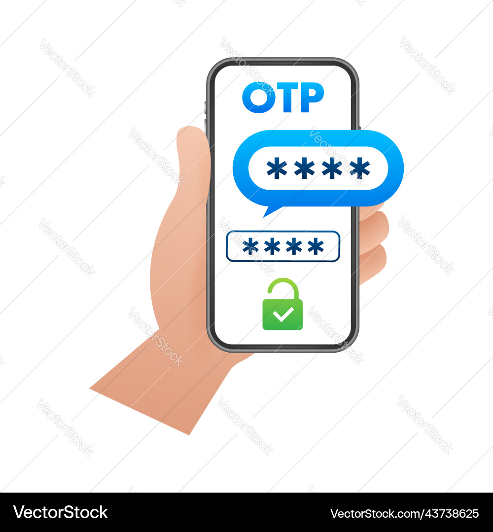 Otp one-time password 2-step authentication data Vector Image