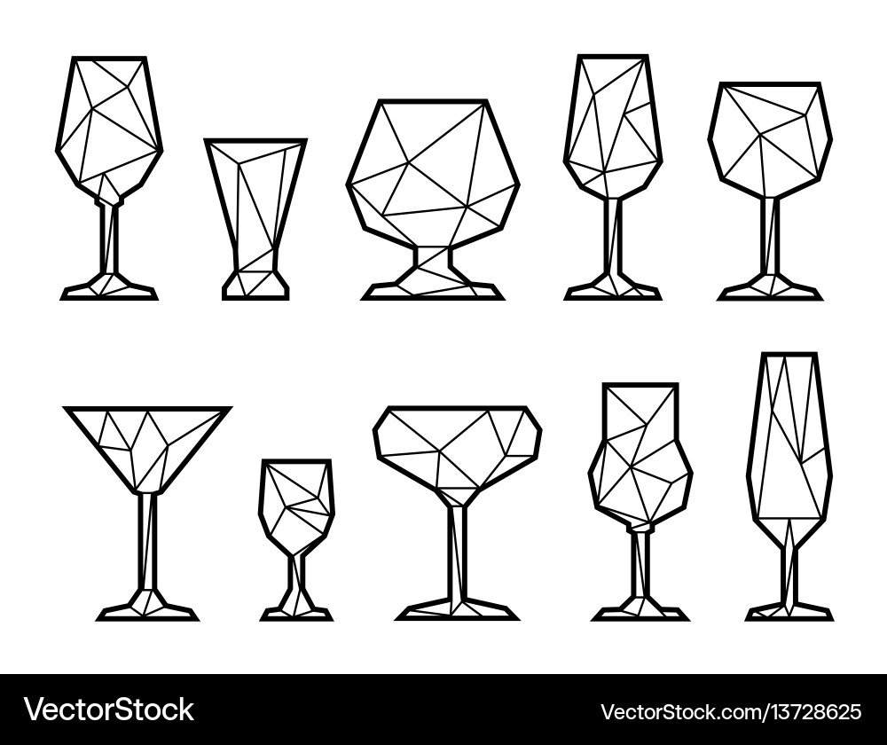 Polygonal Glass Icons Royalty Free Vector Image