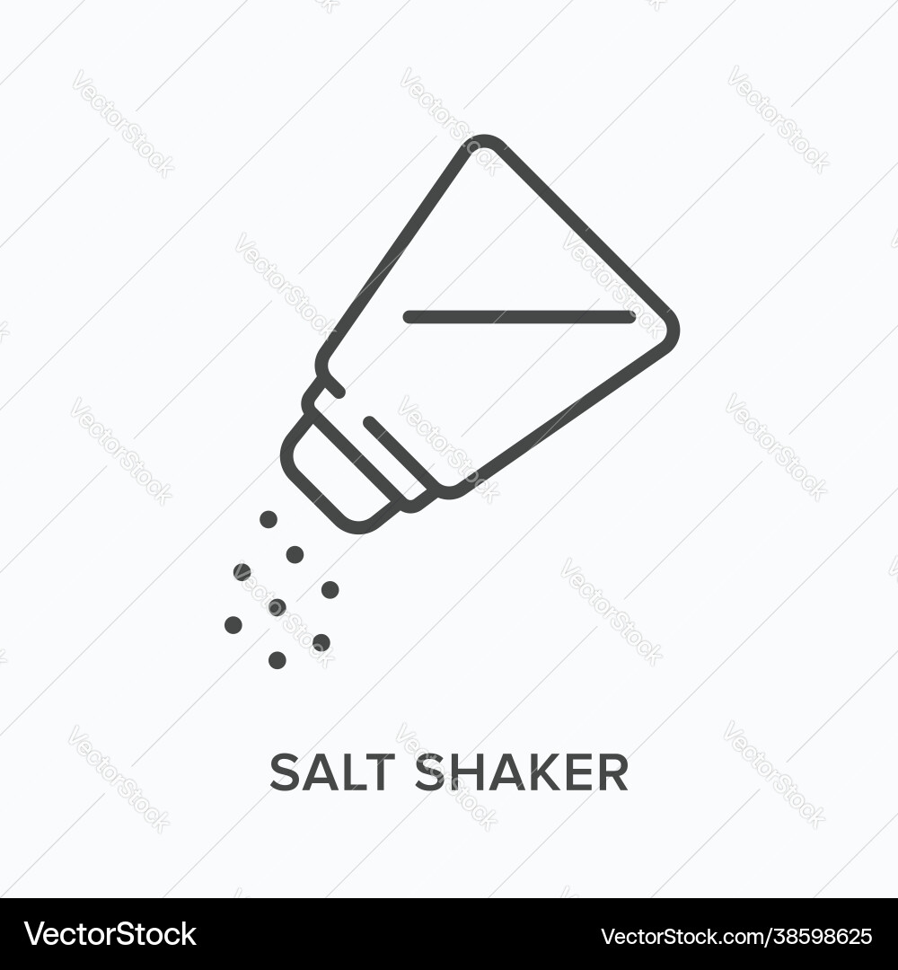 Salt shaker flat line icon outline Royalty Free Vector Image