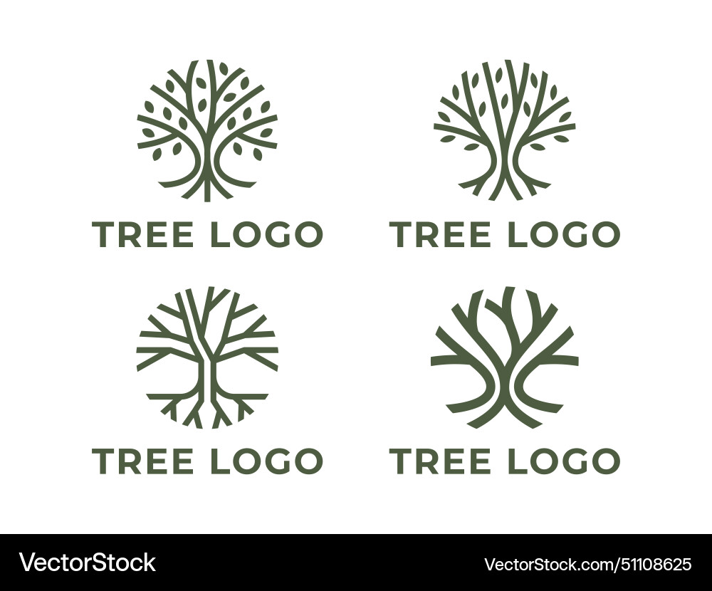 Set tree logo Royalty Free Vector Image - VectorStock
