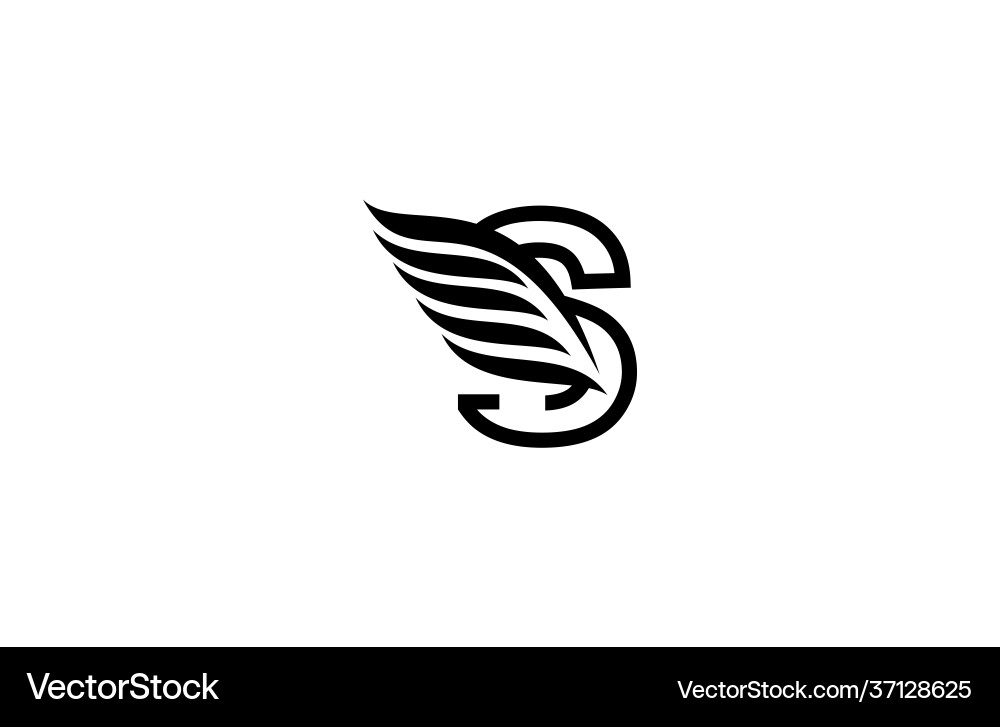 Typography logo font letter s wings Royalty Free Vector