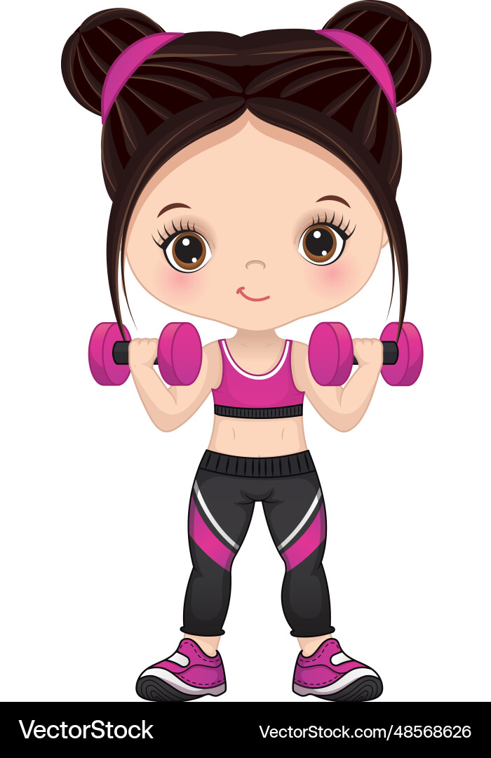 Cartoon little girl doing workout Royalty Free Vector Image