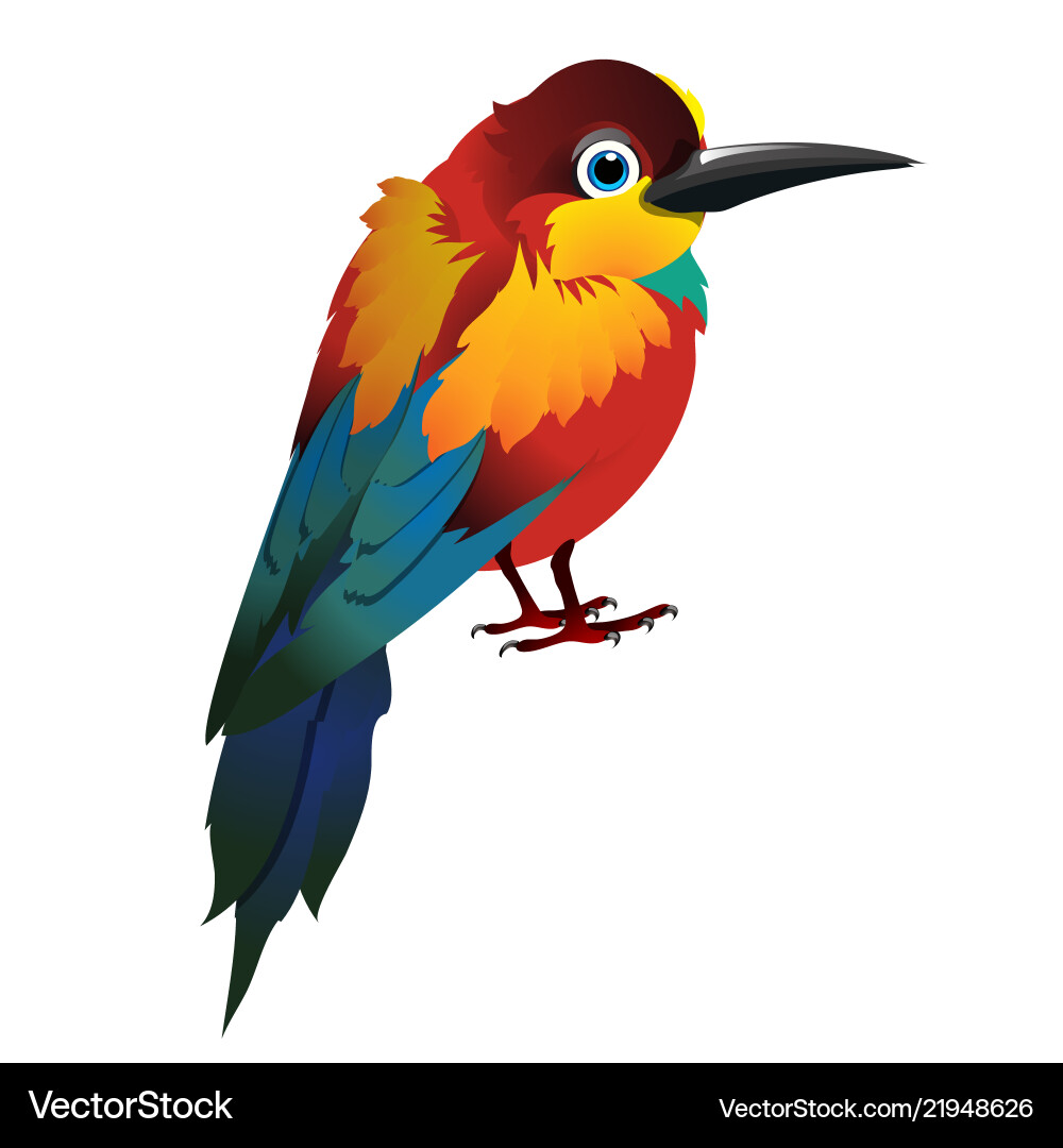 Cute animated bird isolated on white background Vector Image