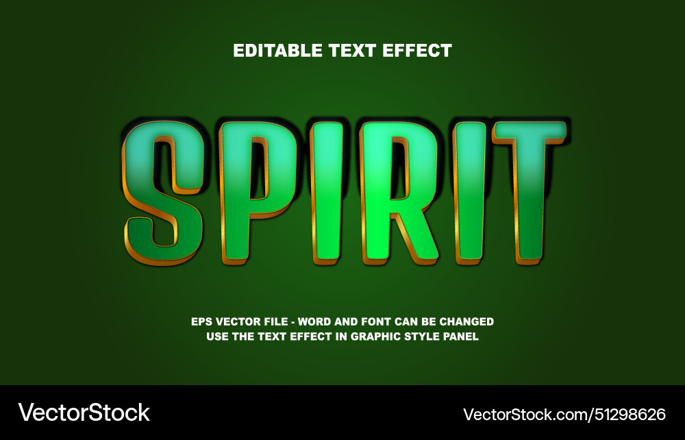 Editable text effect spirit 3d template Royalty Free Vector