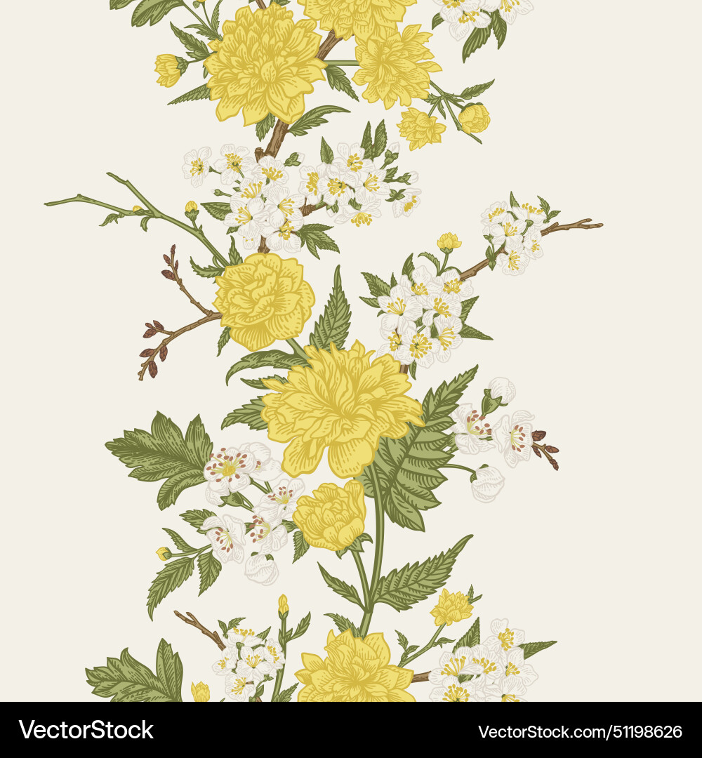 Flower garland vertical seamless floral pattern Vector Image