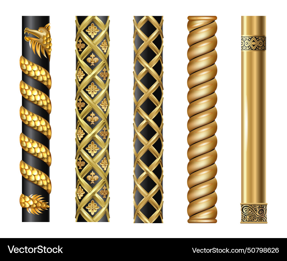 Golden Oriental Columns - Chinese Style Royalty Free Vector