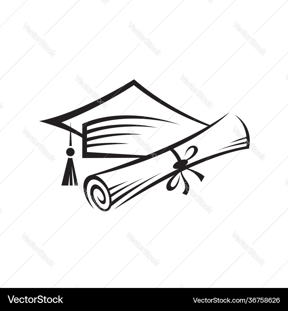 Graduation cap and diploma Royalty Free Vector Image