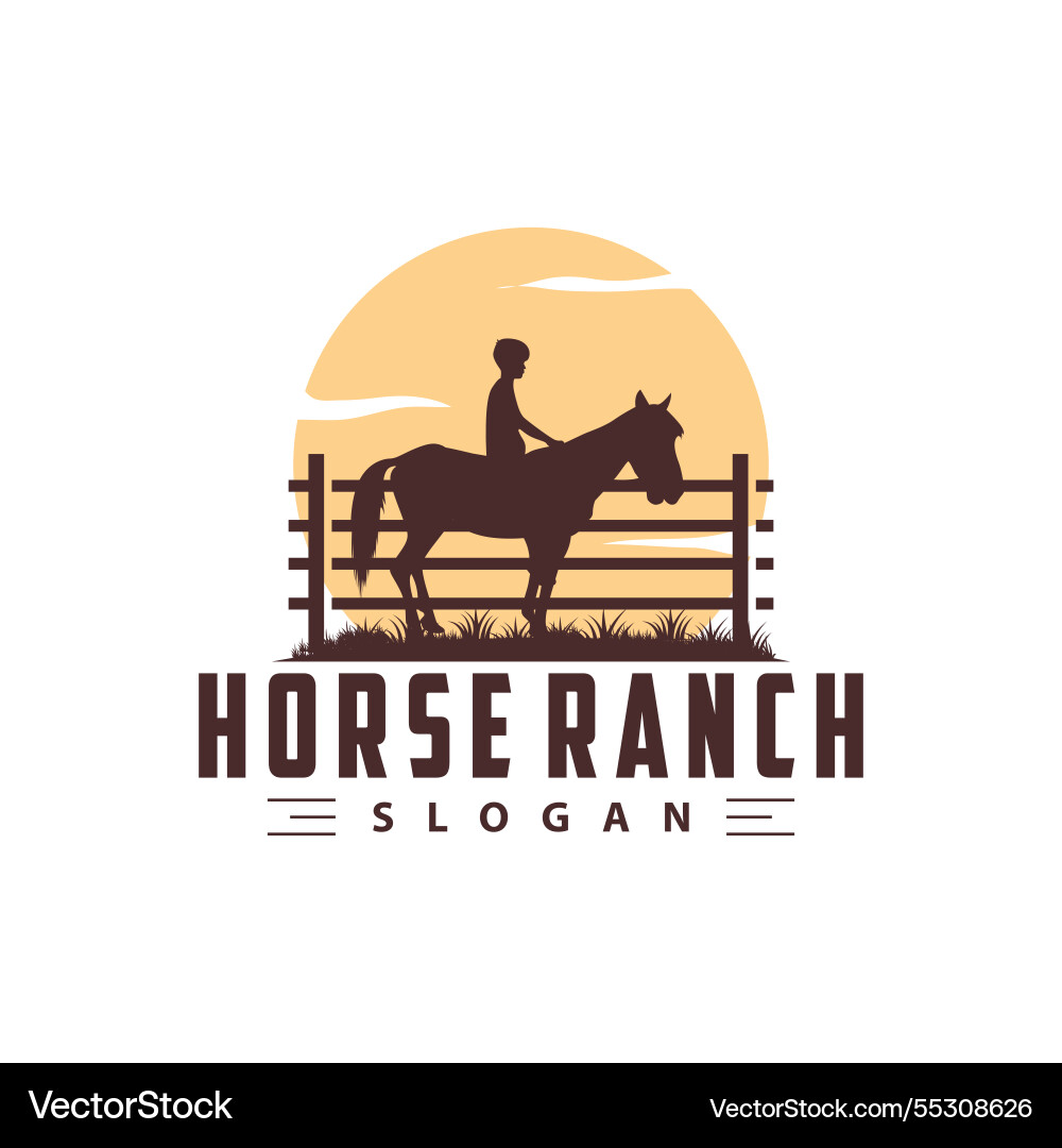 Horse logo simple ranch template western Vector Image