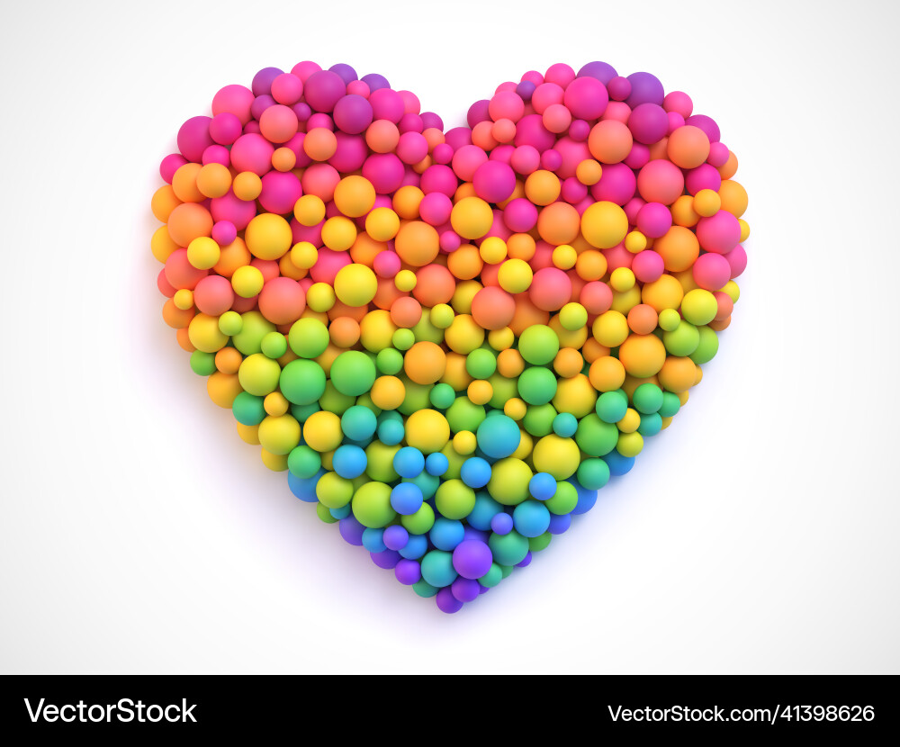 Rainbow gradient soft balls in shape of heart Vector Image