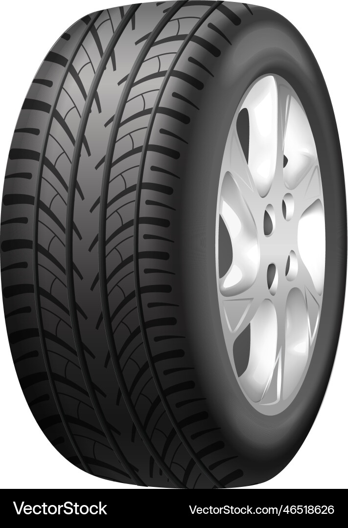 Realistic tyred wheel Royalty Free Vector Image