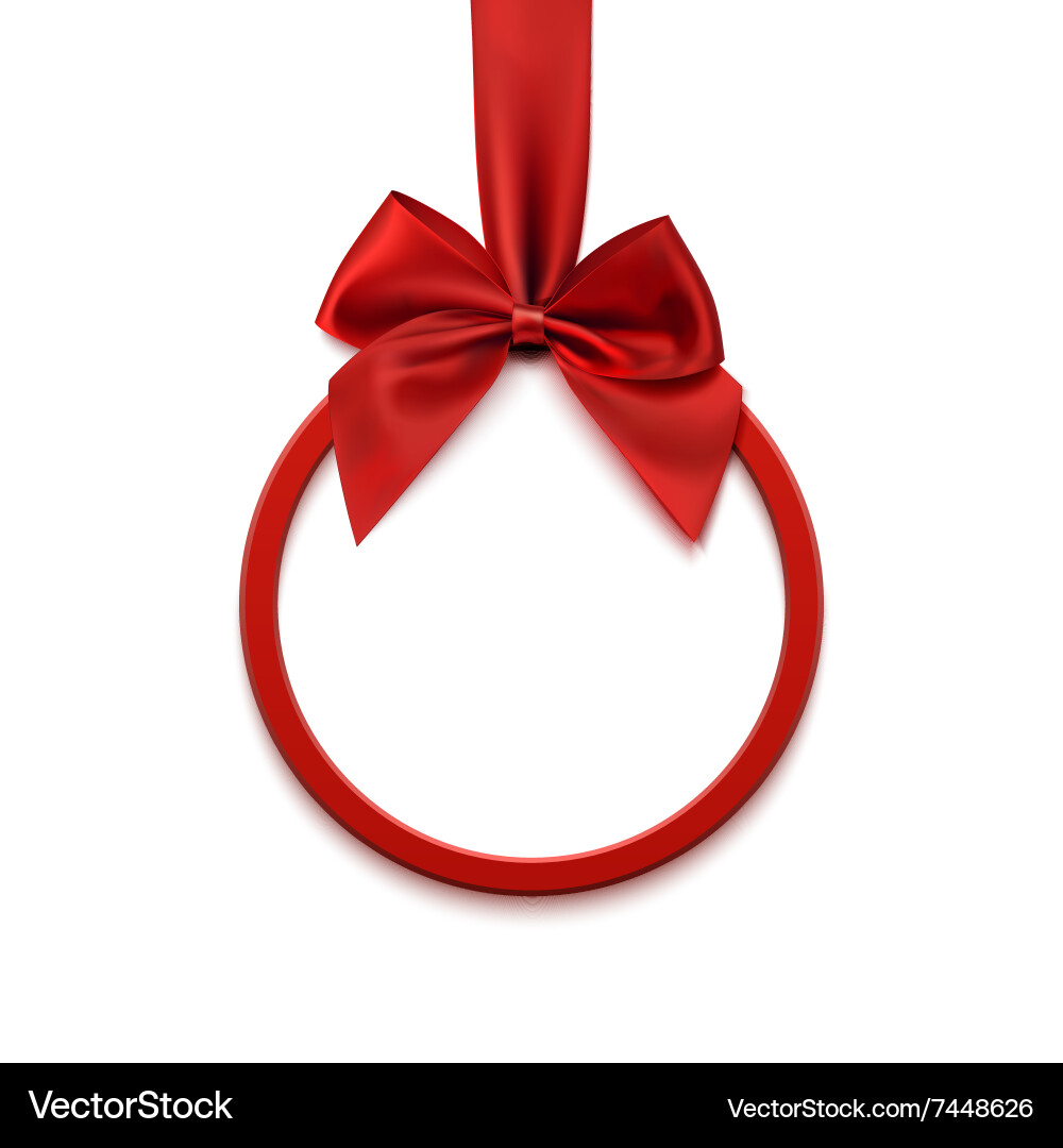 Round banner with red ribbon and bow Royalty Free Vector