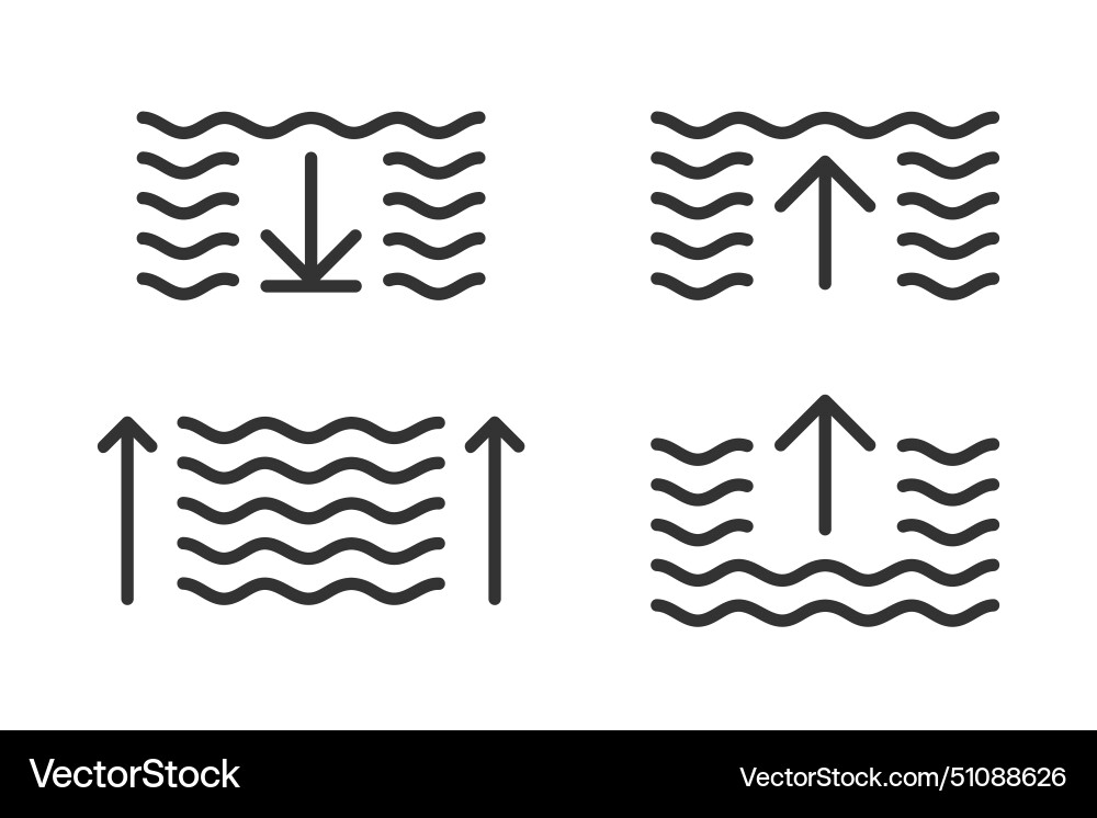 Water depth icon set or deep in linear Royalty Free Vector