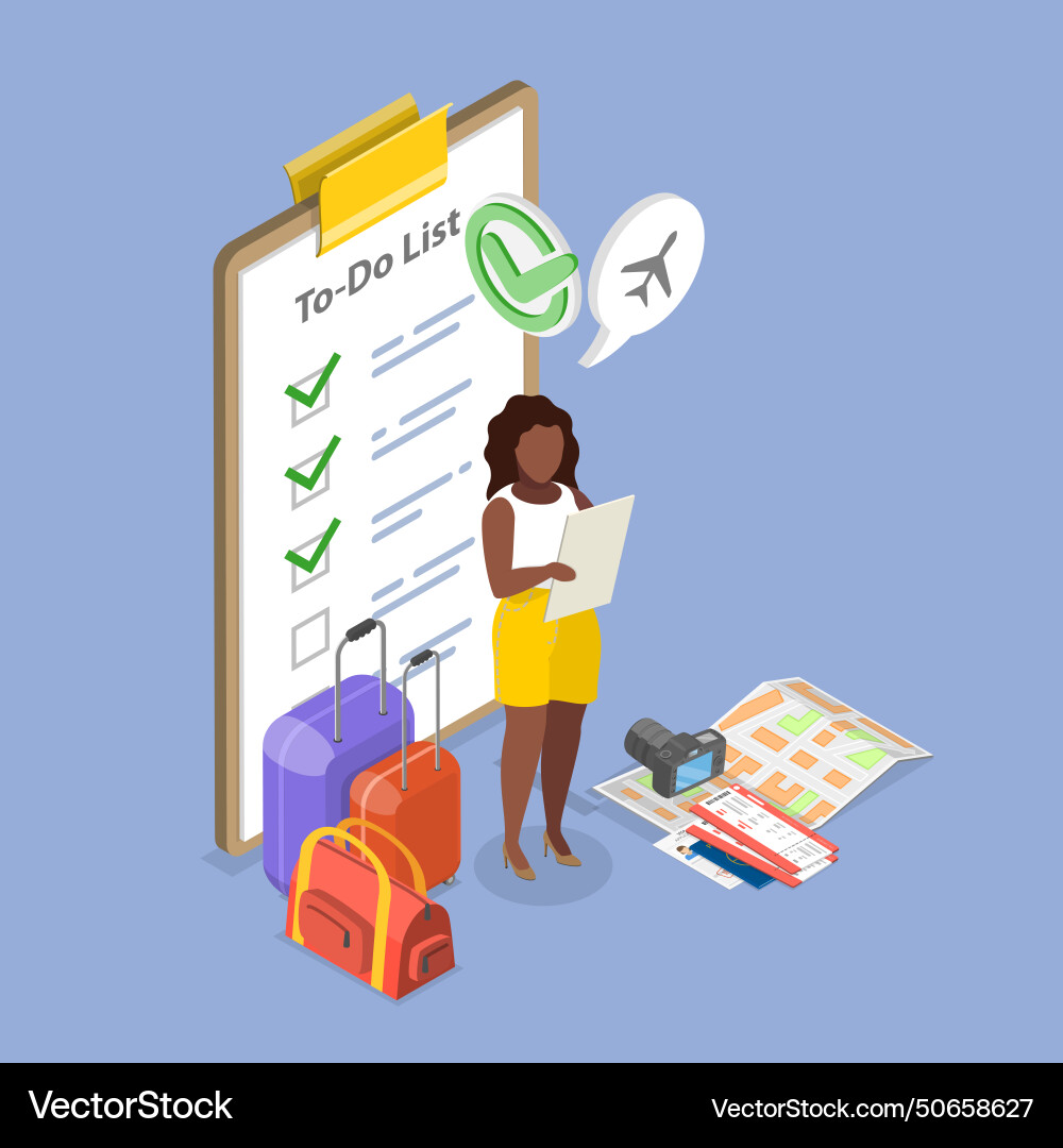 3d isometric flat of packing Royalty Free Vector Image