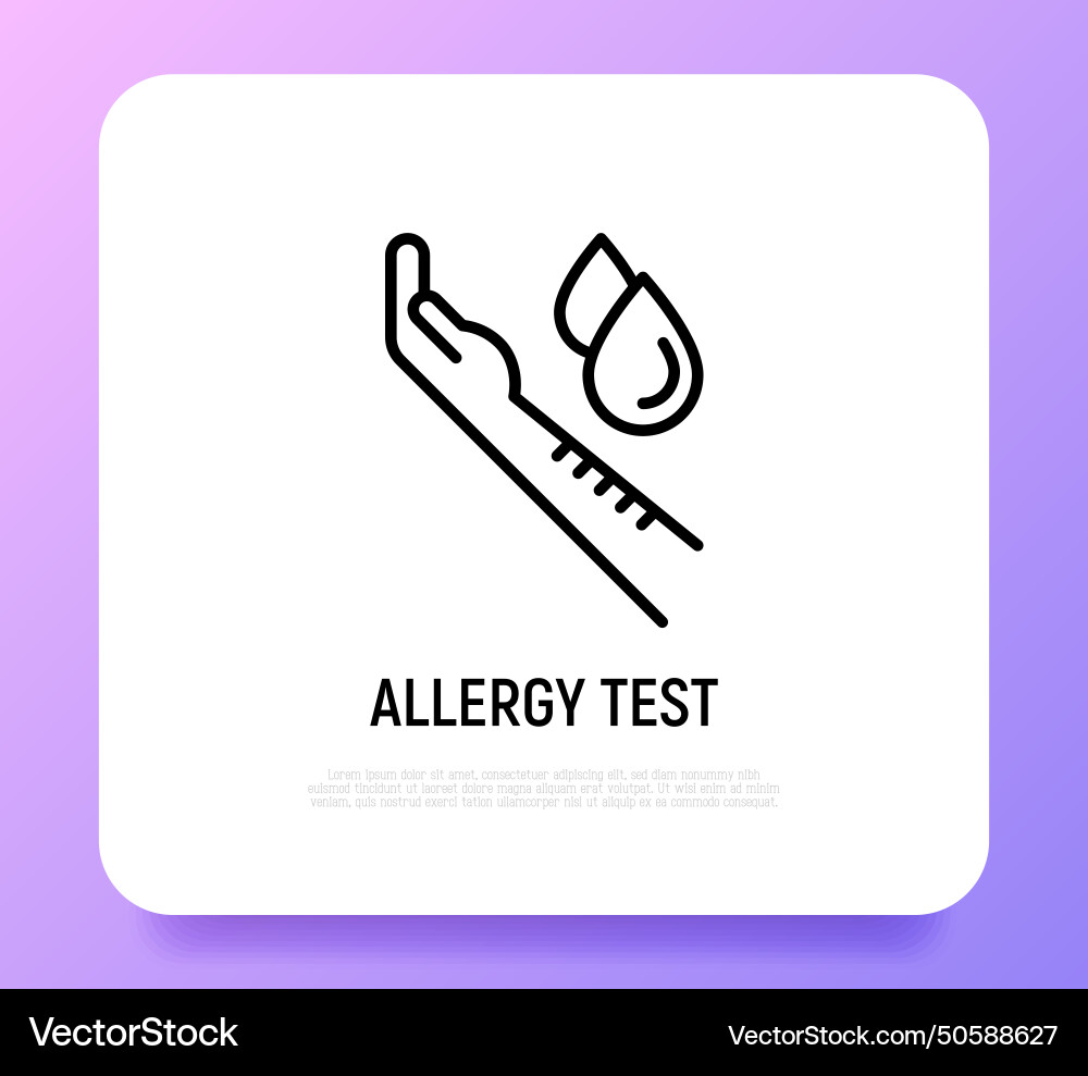 Allergy test thin line icon dripping allergens Vector Image
