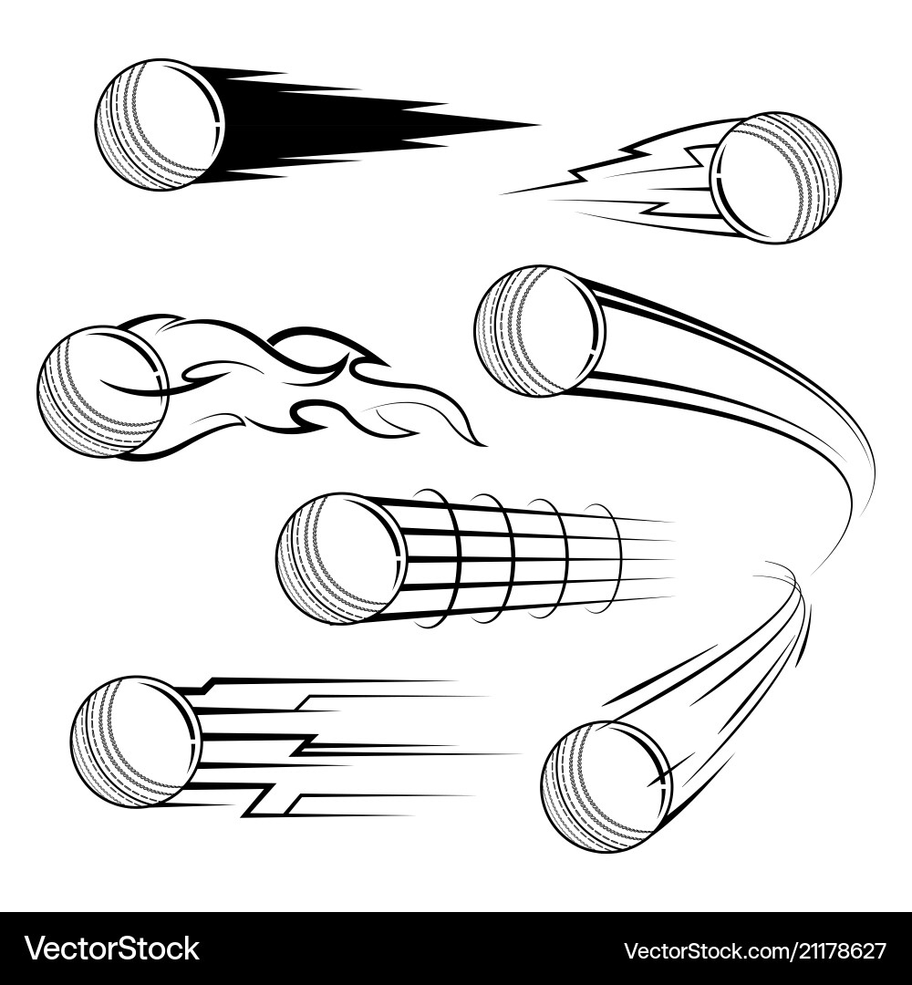 Black and white flying cricket balls with motion Vector Image