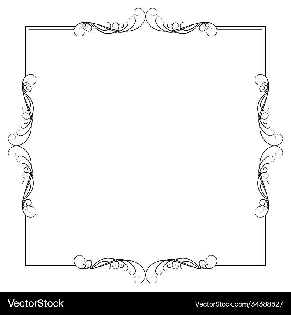 Black calligraphy ornamental decorative frame Vector Image