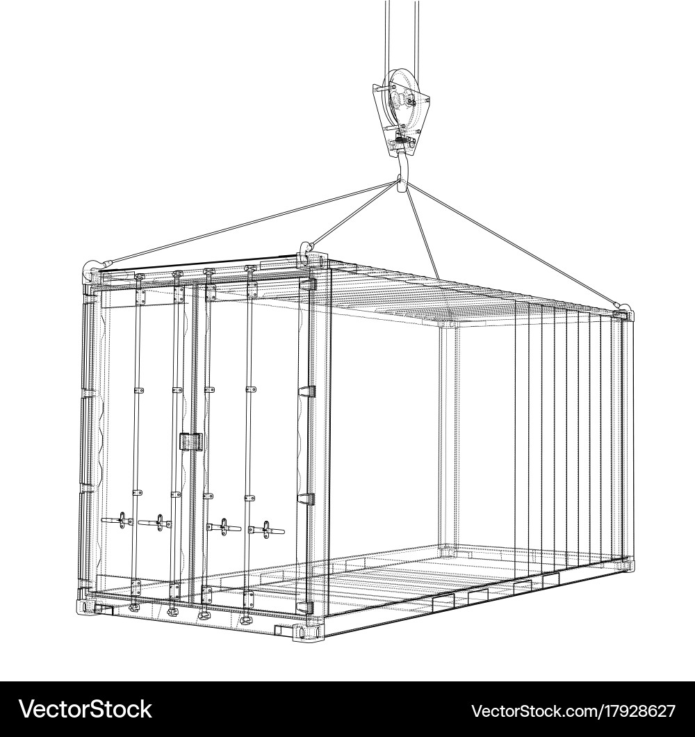 Cargo container wire-frame style Royalty Free Vector Image