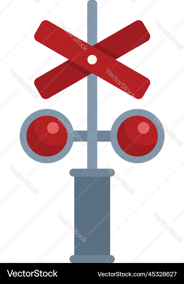 Cross railroad icon flat road safety Royalty Free Vector