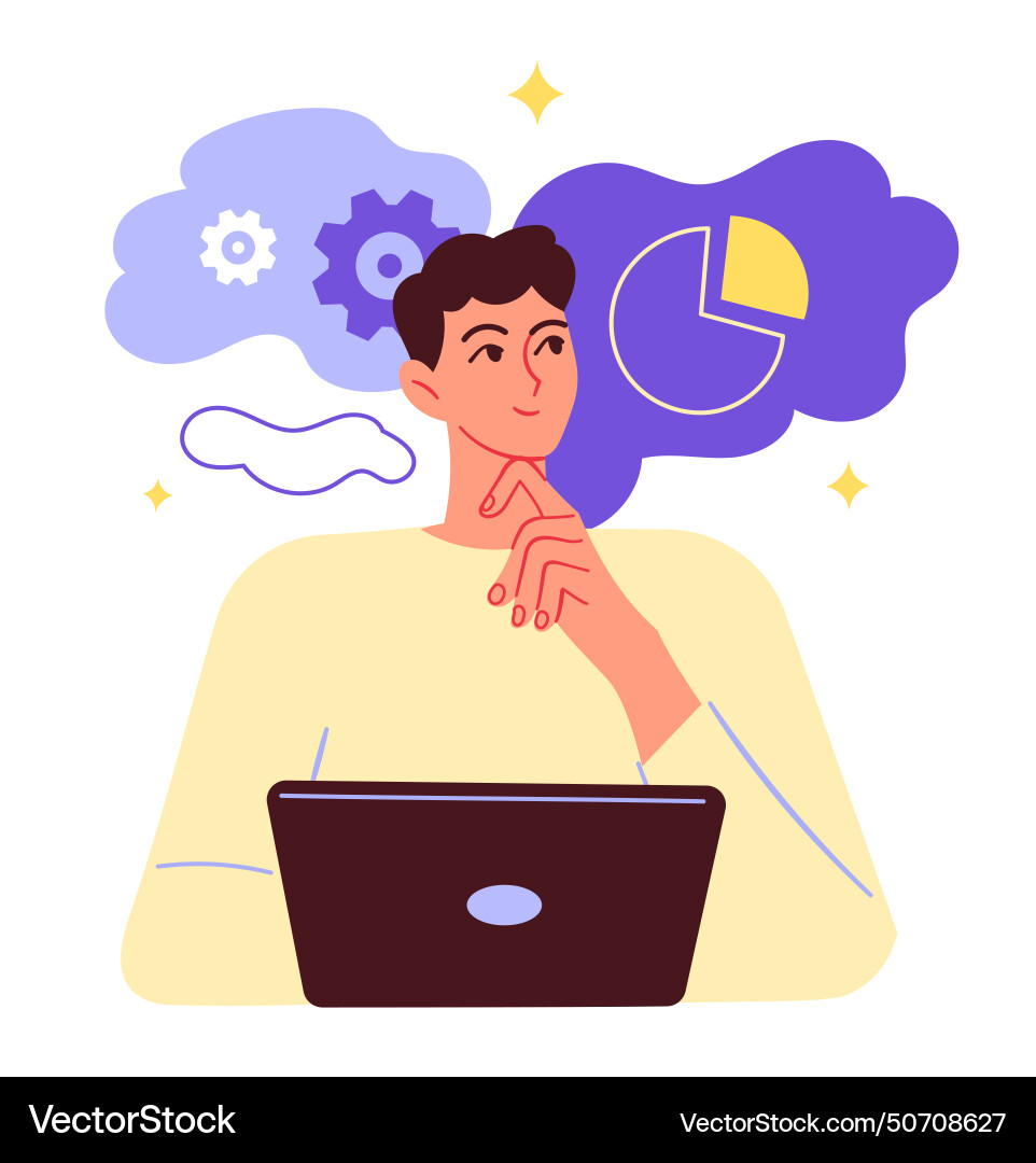 Man is thinking and sitting at the table Vector Image