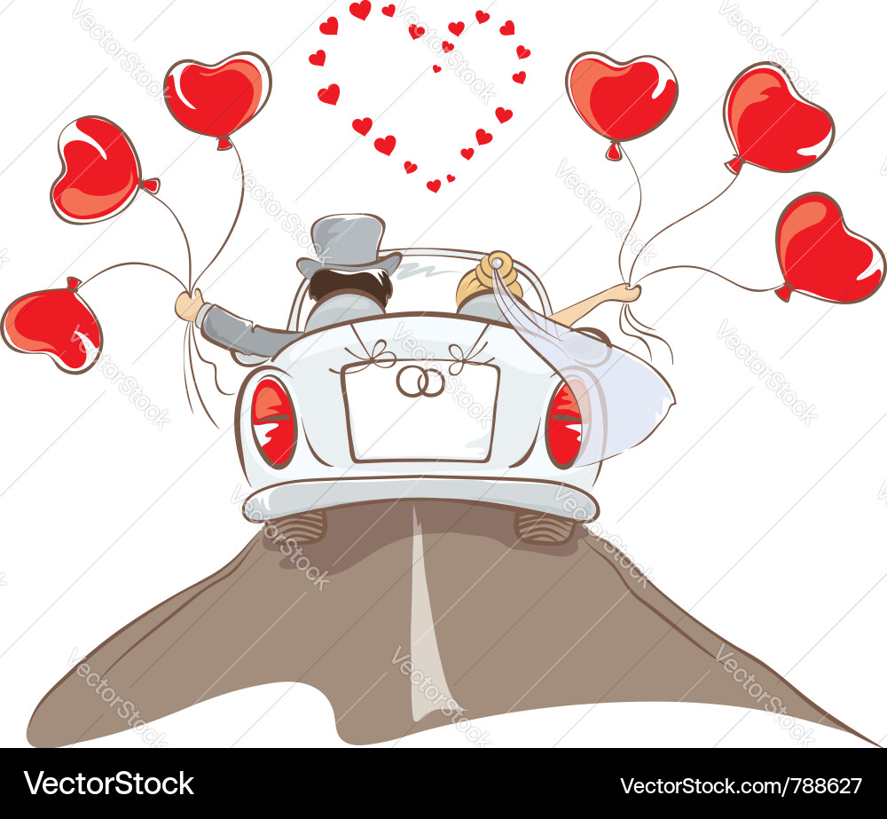 Romantic Wedding Car Royalty Free Vector Image
