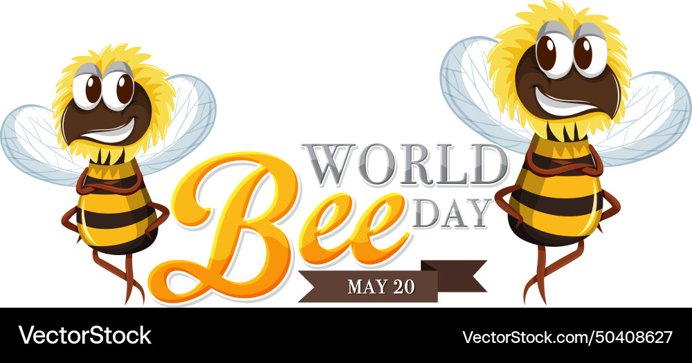 Two cartoon bees celebrating world bee day Vector Image