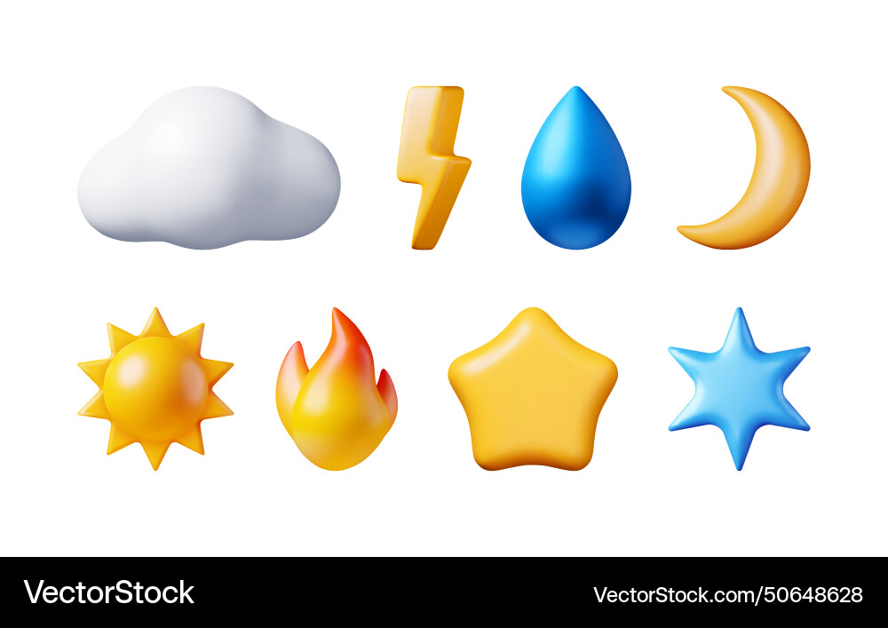 3d weather icons set Royalty Free Vector Image