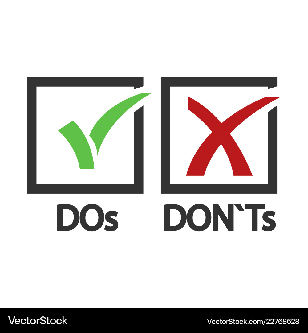 Dos and donts yes no sign Royalty Free Vector Image