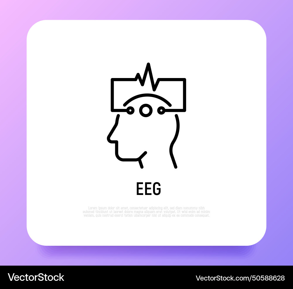 Eeg human head with electrodes thin line icon Vector Image