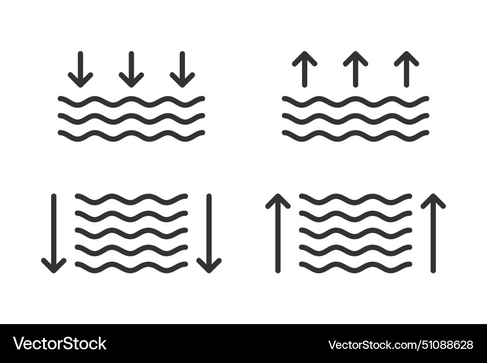 Low and high tide silhouette line icon set Vector Image