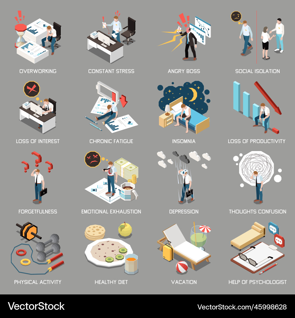 Professional burnout set Royalty Free Vector Image