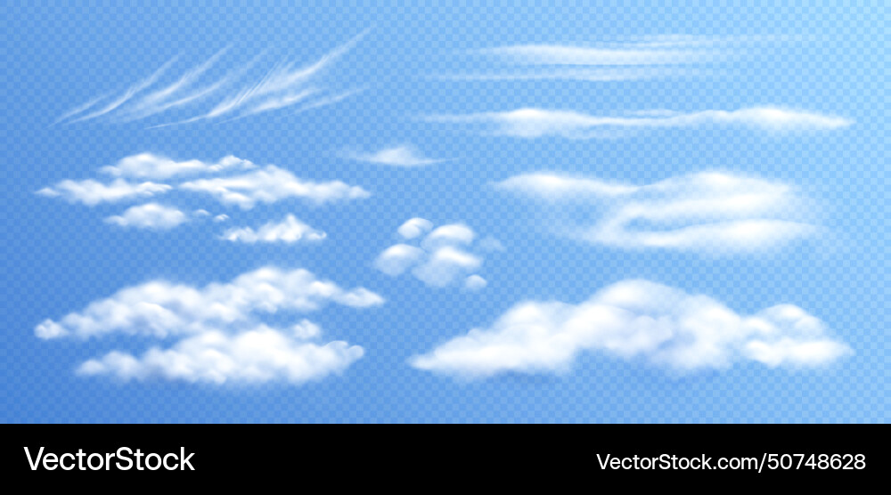 Realistic sky clouds collection Royalty Free Vector Image