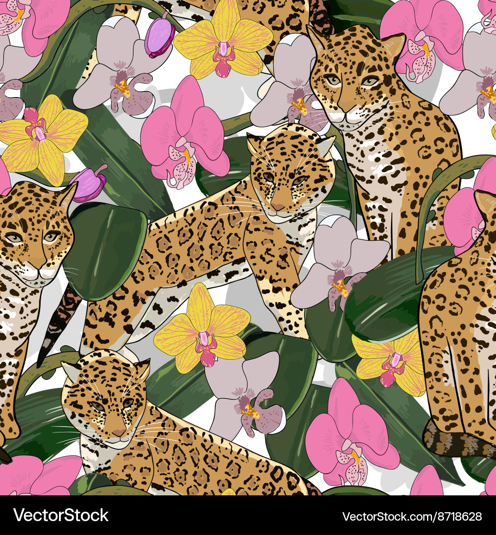 Seamless pattern of exotic flower orchid Vector Image
