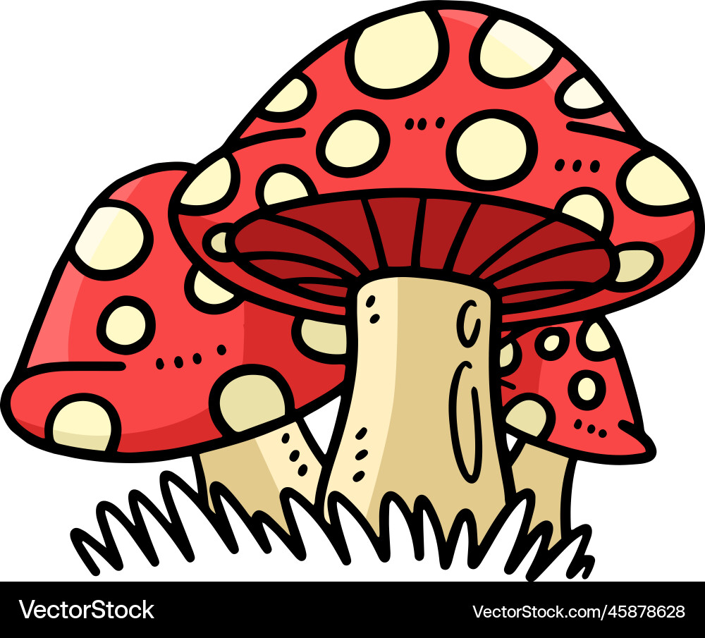Spring mushroom cartoon colored clipart Royalty Free Vector