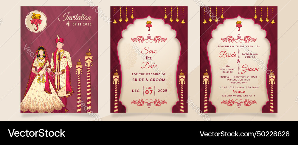 Wedding invitation template layout Royalty Free Vector Image