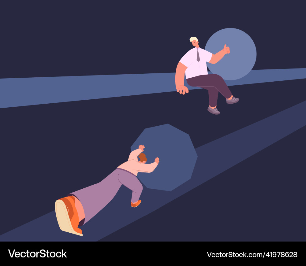 Work gender gap woman hard working metaphor man Vector Image