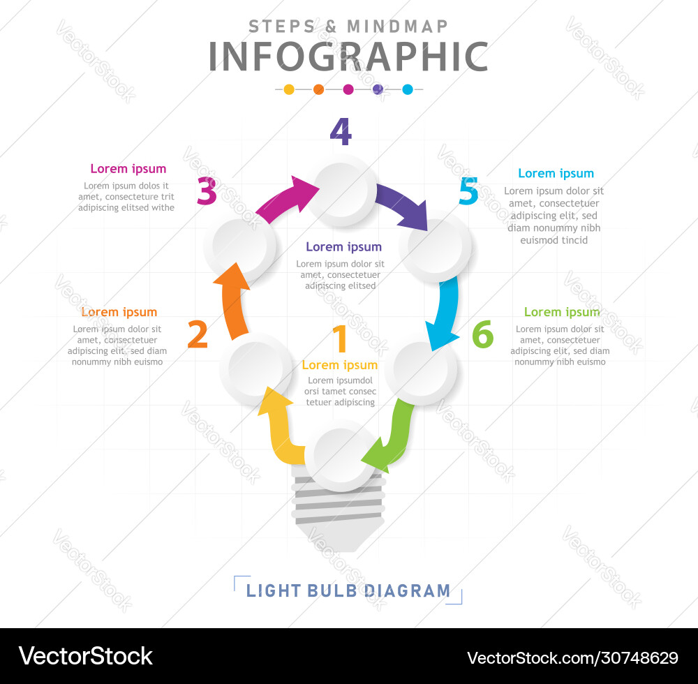6 Steps Mind Map Infographic Royalty Free Vector Image