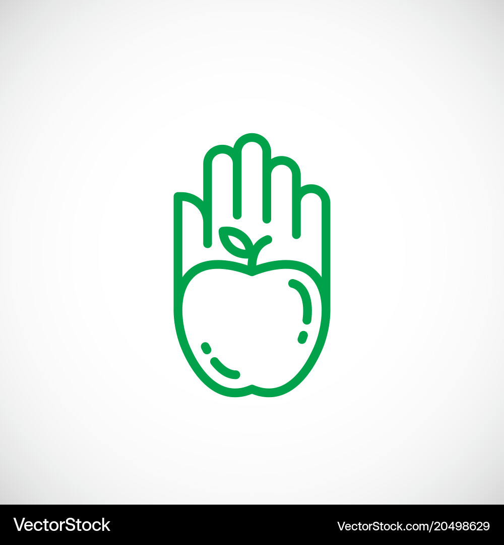 Apple silhouette incorporated in a hand palm icon Vector Image