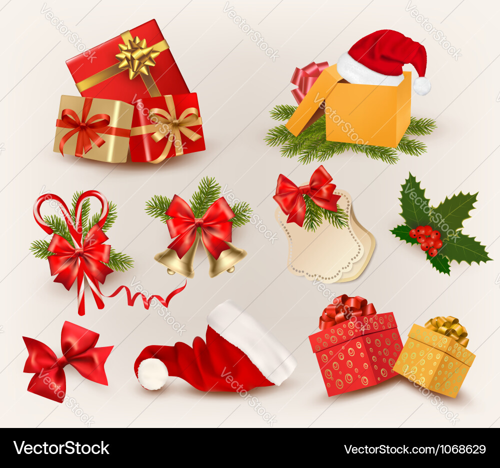 Big set of christmas icons and objects Royalty Free Vector