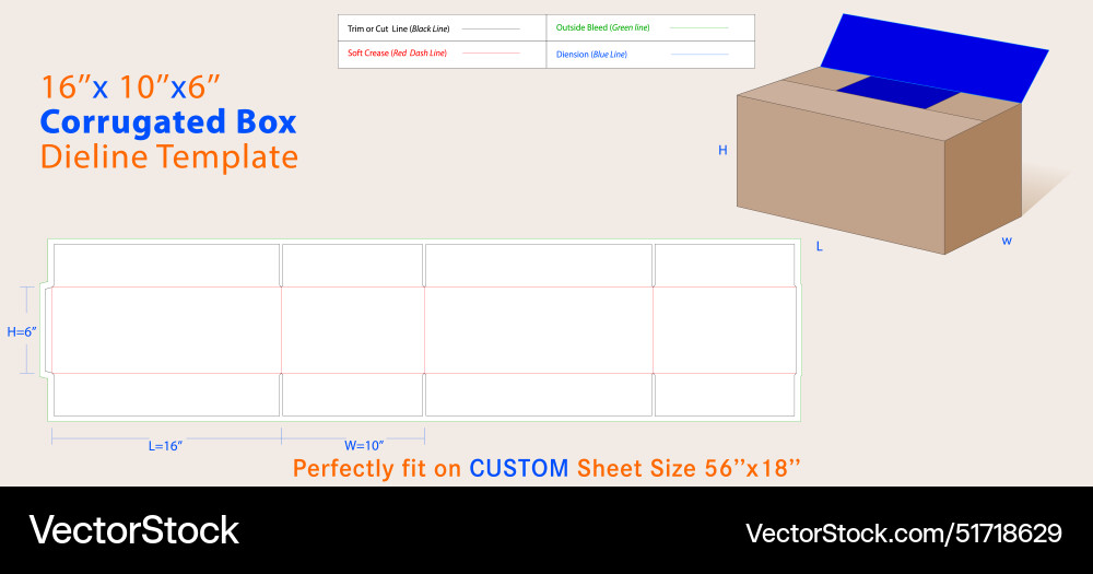 Corrugated cardboard storage box medium size 16 x Vector Image