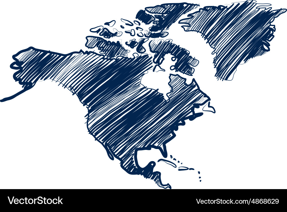 Hand Drawn North America Map Royalty Free Vector Image