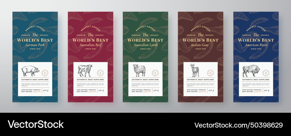 Premium quality meat and poultry labels set Vector Image