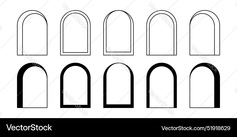 Set of different arch frames geometric arc shapes Vector Image