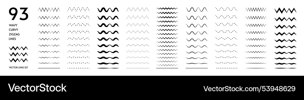 Wavy lines zigzag squiggly waves curvy wiggle or Vector Image