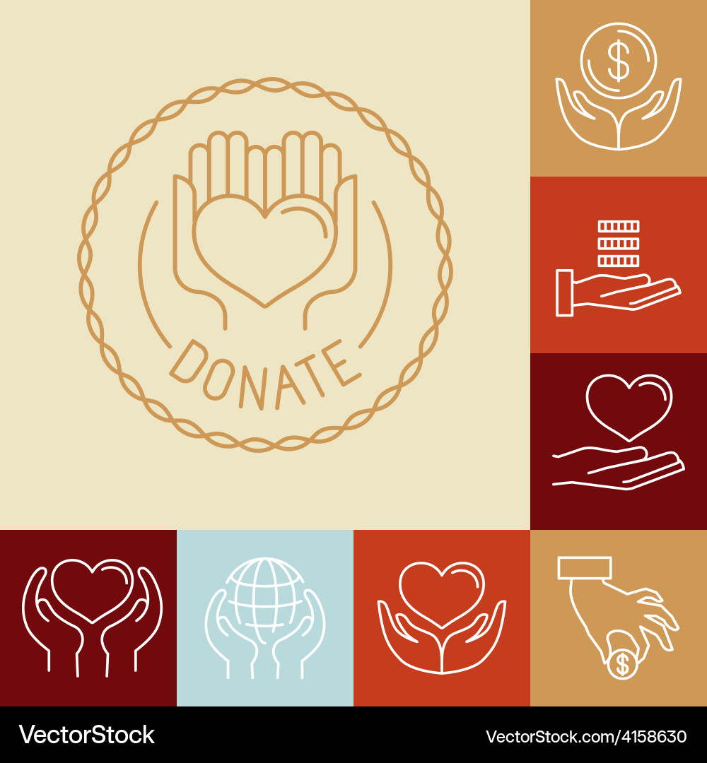 Charity line logos and signs Royalty Free Vector Image