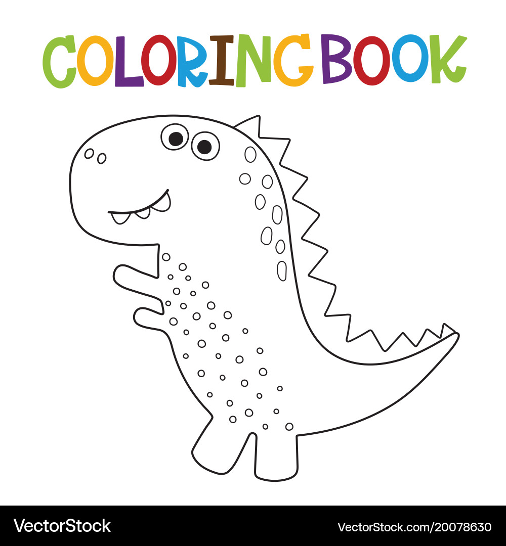 Cute dino coloring book Royalty Free Vector Image