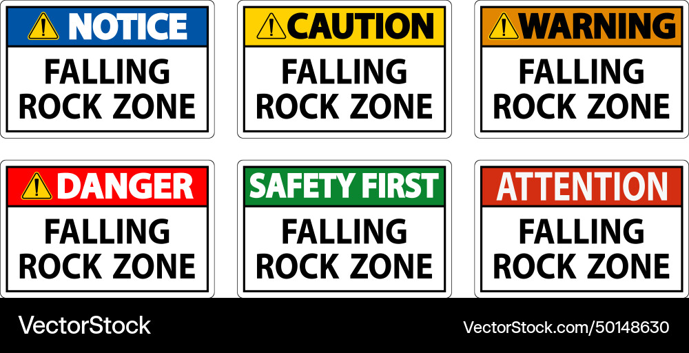 Danger sign falling rock zone Royalty Free Vector Image
