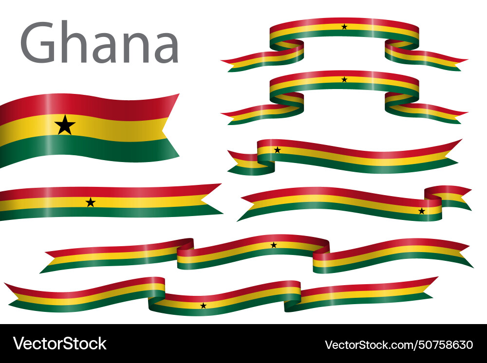 Ghana Flag Ribbons - Independence Day Royalty Free Vector