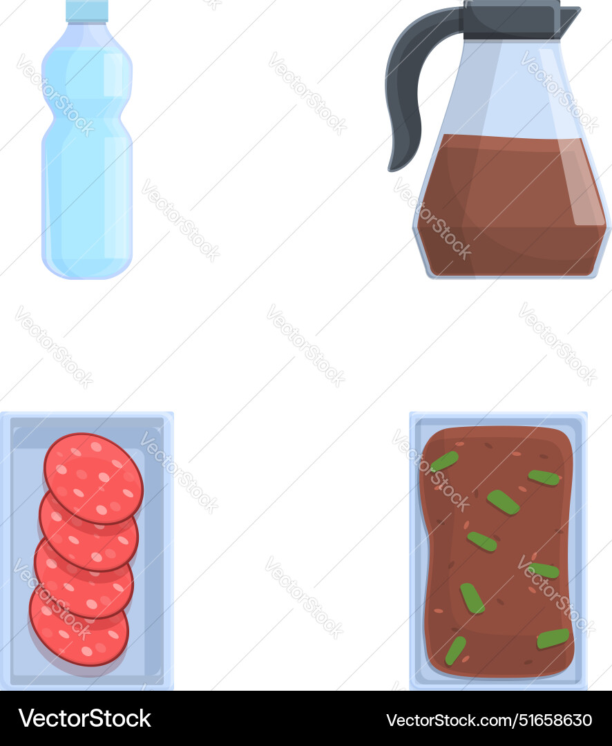 Lunch time icons set cartoon various Royalty Free Vector