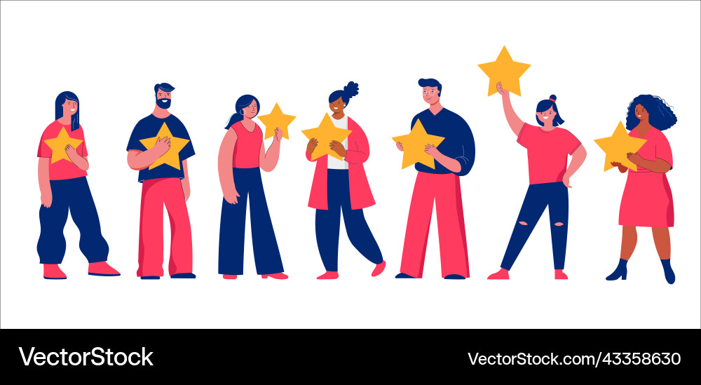 People giving review rating and feedback customer Vector Image