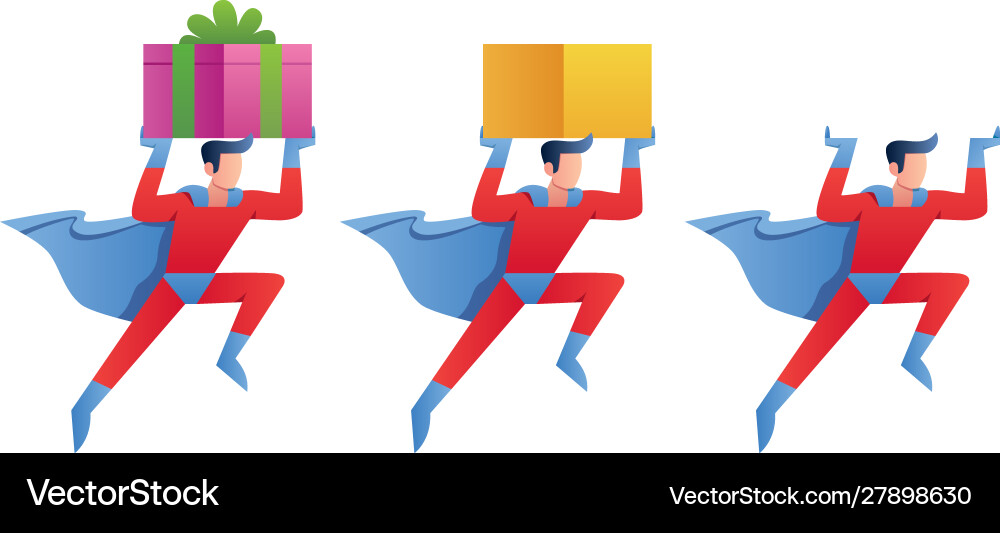 Superhero bringing something Royalty Free Vector Image